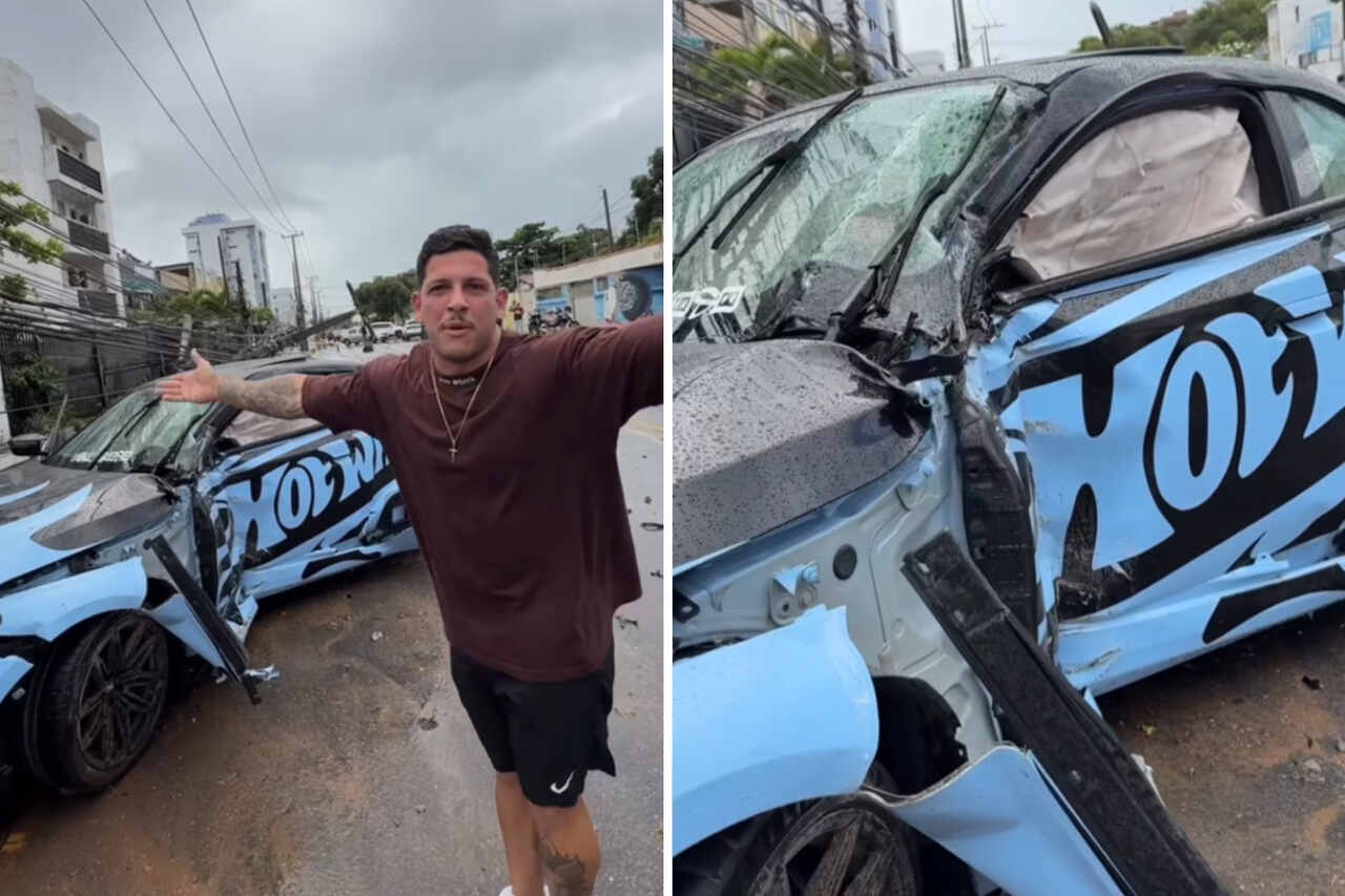 Luxeauto van Braziliaanse influencer total loss na slippen op nat ...