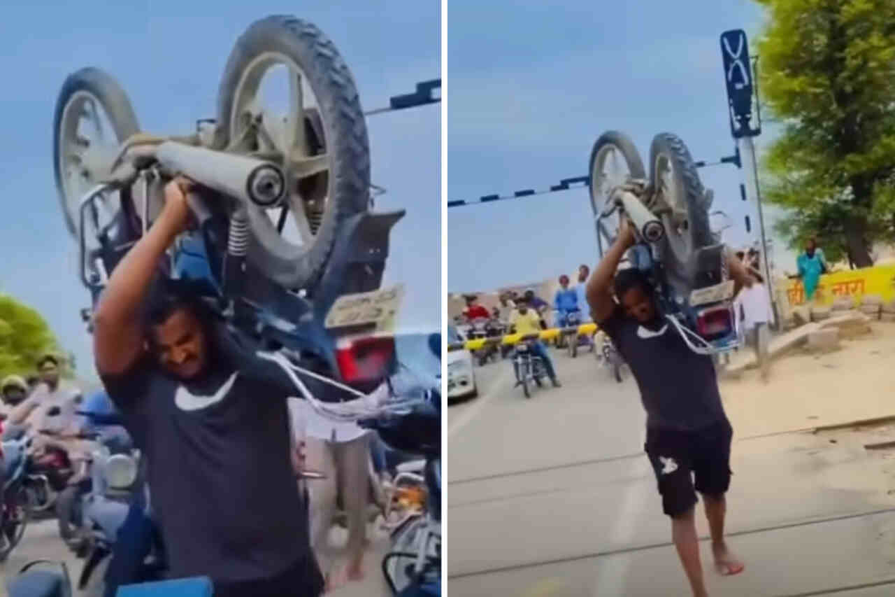 Video: Tired of waiting for the barrier to open, man crosses train ...