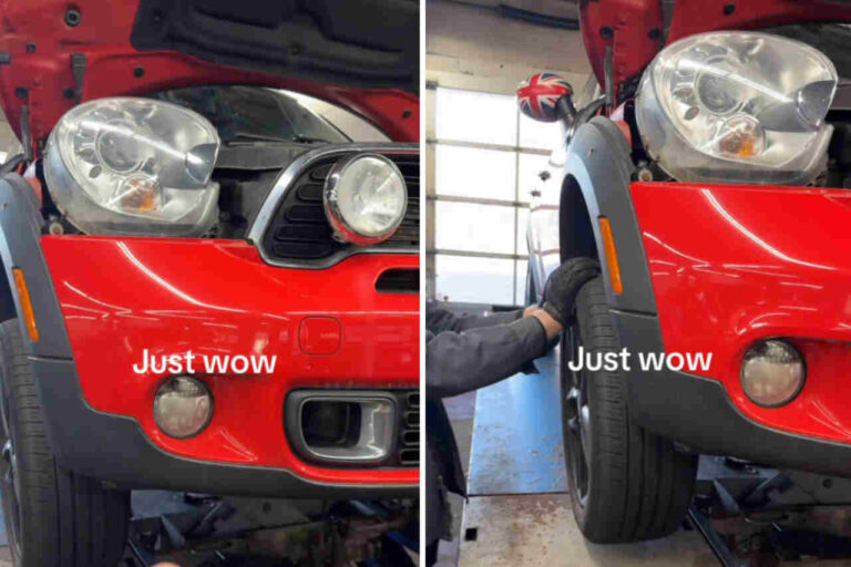 Mekaniker mottar Mini Cooper med løs hjul; føreren hevder at han “ikke ...